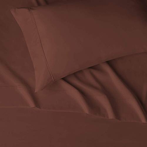 snowhomes 800-Thread Count 4-Pcs Bed Sheets 100% Egyptian Cotton Bedding Set Chocolate Full Size Sheets, Long Staple Cotton Fitted Sheet with Pillowcase, Fits Mattress Upto 16" Deep Pockets