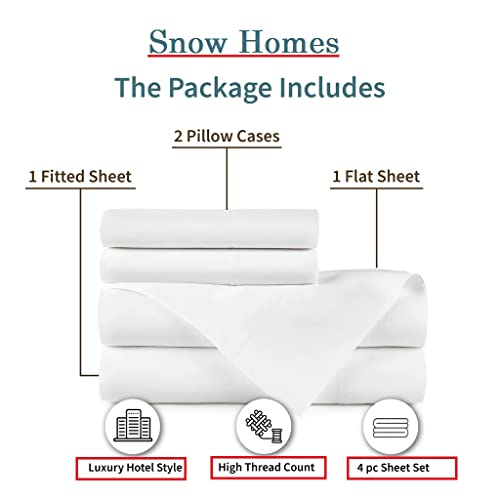 snowhomes 800-Thread Count 4-Pcs Bed Sheets 100% Egyptian Cotton Bedding Set Chocolate Full Size Sheets, Long Staple Cotton Fitted Sheet with Pillowcase, Fits Mattress Upto 16" Deep Pockets