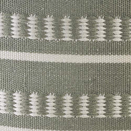 LR Home Dash and Stripe Geometric Indoor Outdoor Pouf, Green/White, 20" x 20" x 20"