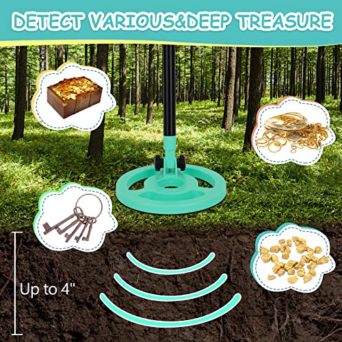 OMMO Metal Detector, Adjustable 27.5β-37.8β Metal Detector for Kids with Intuitive LCD Display, Lightweight Kids Metal Detectors with 6β Search Coil for Exploration Hiking (Blue)