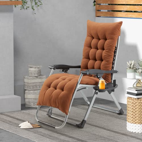 GYUTEI Zero Gravity Chairs,Adjustable Reclining Lounge Chair with Removable Cushion and Cup Holder for Indoor and Outdoor,Supports Over 440lbs(Coffee)