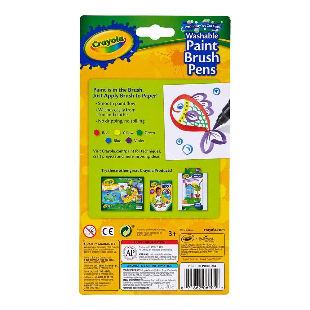 Crayola Brush Pens Painting Supplies, Art Supplies, Paint Set, 5 Count