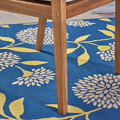 Christopher Knight Home Peter | Outdoor Acacia Wood Dining Chair Set of 2, Teak/Cream Cushion