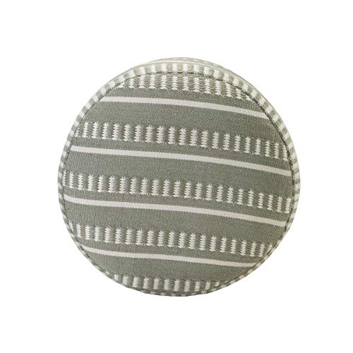 LR Home Dash and Stripe Geometric Indoor Outdoor Pouf, Green/White, 20" x 20" x 20"