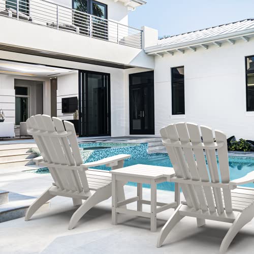 Cecarol Adirondack Side Table, 19.6" Square Oversized Outdoor Side Table, Fade-Resistant and Weather Resistant End Table, Poly Resin Worry-Free Plastic Table for Porch, Patio, Seaside, White-OST01