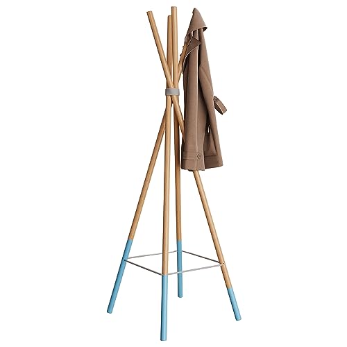 THRONKENGER Rustic Coat Rack with Unique Design,Wood Coat Rack Freestanding Coat Tree,Modern Minimalist Style Coat Stand for Entryway,Hallway,Bedroom (A)