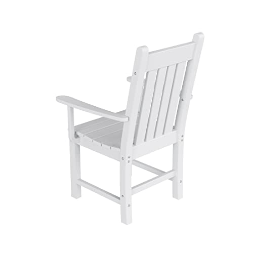 WO Outdoor Indoor Poly Lumber Dining Chair, All Weather, Fade UV Resistant Seat forPatio, Garden, Porch, Deck (White)