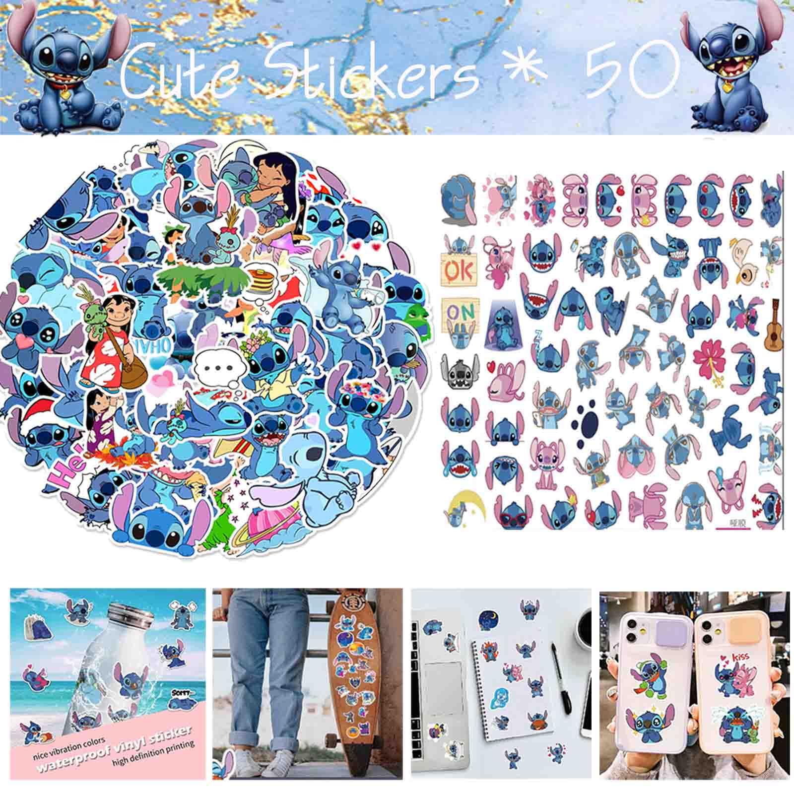EMISOO Merchandise Stuff Gift Set, Stitch Anime Drawstring Bag, Keychain, Keychain Lanyard, Purse, Bracelets, Sticker, Button Pins (Black A)