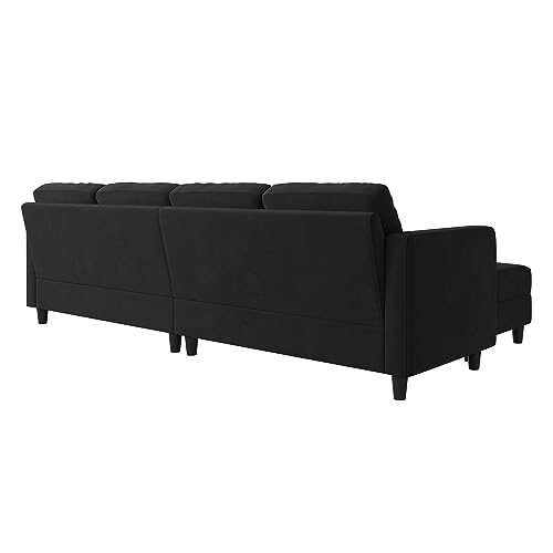 HONBAY Reversible Sectional Couches for Living Room, Sectional Couch U Shape, 4 Seat Sectional Sofa with Chaise, Dark