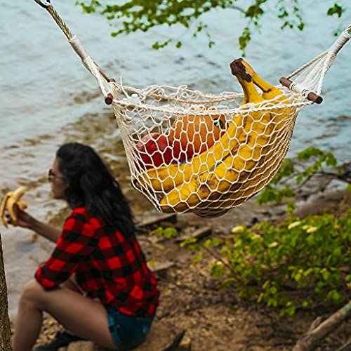 Travelers Hammocks Fruit & Vegetable Macrame Hammock, Space Saving Produce Hammock for Boat, Home, RV Storage & Under Cabinet with-Drawstring Closure