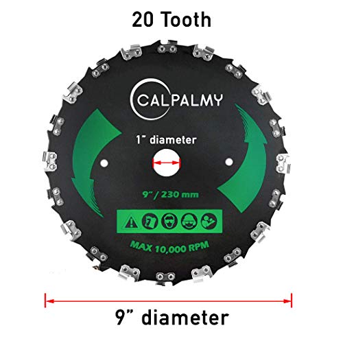 CALPALMY (2-Set) 9" x 20T Chainsaw Tooth Brush Blades Tool Kit, β 2 Blades, 3 Assorted Round Files and 4 Washers | for Cutter, Trimmer, Weed Eater | Made from Carbon Steel, Cuts Like Butter