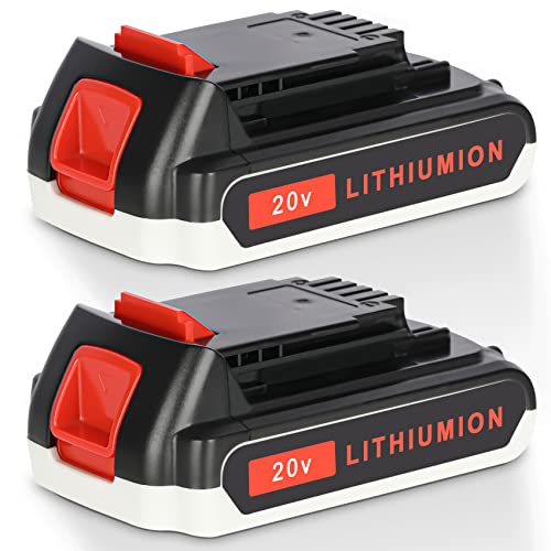 JYJZPB 2 Packs 3000mAh Replace Battery for Black and Decker 20V Lithium Battery LB20 LBX20, Black+Decker LBXR20 Decker Battery Compatible for Black & Decker 20 Volt MAX Cordless Tools