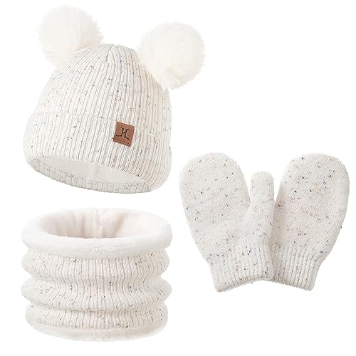 Kids Hat Scarf Glove Set Boys Girls Ages 5-7 6-8 Toddler Winter Beanie Hat Neck Warmer Mittens 2t-4t 1-3 Years Fleece Lined