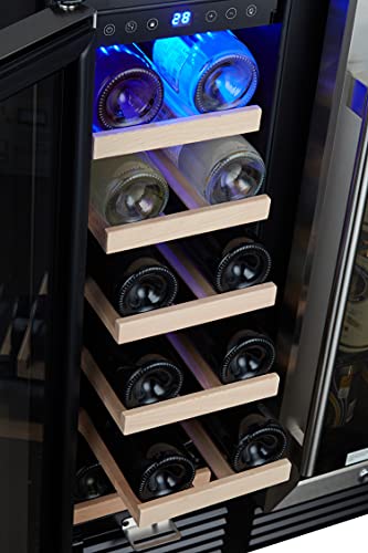 Dxacvkc 24'' Wine Cooler Refrigerator, Beverage Refrigerator with Stainless Steel Tempered Glass Door, Dual Zone Built-in or Freestanding Fridge with Large Capacity