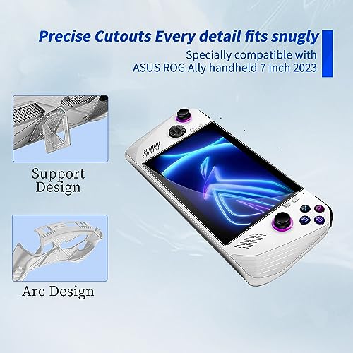 Protective Case for ASUS Rog Ally 7" 2023 with Kickstand -TPU,Flexible,Shockproof, Non-Slip, Anti Collision-2 *Screen Protectors (White)