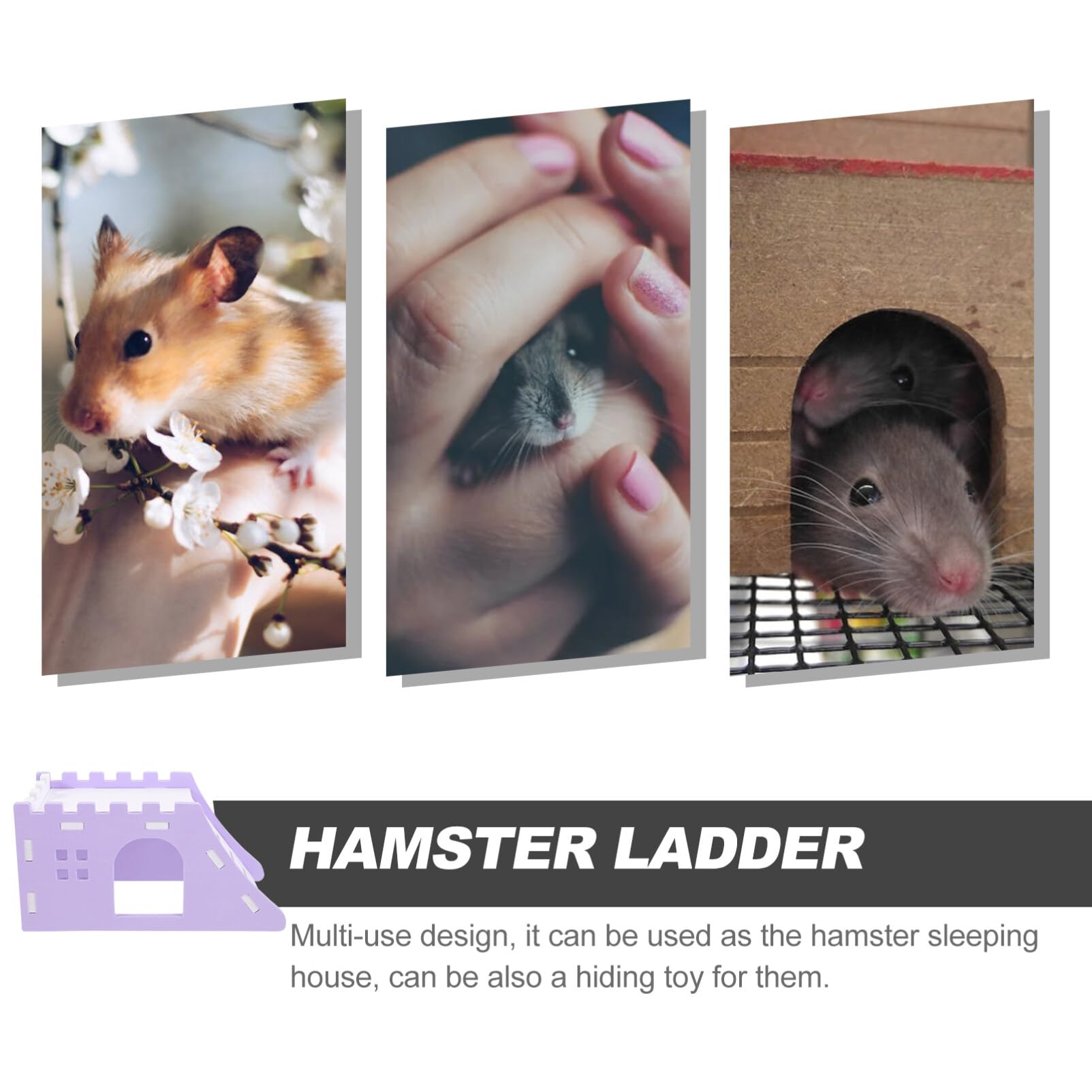 POPETPOP Guinea Pig Hamster Ladder House Plastic Rabbit Hideout Bunny Houses Small Chicken Castle Pet Rats Habitat Hedgehogs Chinchilla Climbing Play Hut for Indoor Pet Cage Violet