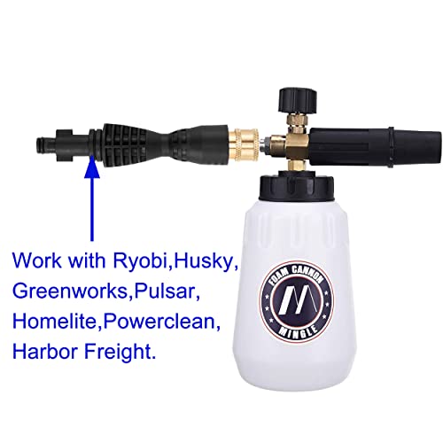 M MINGLE Foam Cannon, Replacement Parts for Portland Husky and Ryobi Pressure Washer, with 5 Nozzle Tips, 1/4 Inch Quick Connector
