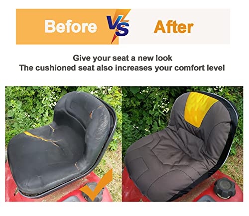 Riding Lawn Mower Seat Covers, Universal Oxford Waterproof Tractor Seat Cover with Storage Bag Compatible with Husq-varna、Crafts-man、Cub Ca-det (Grey Medium )
