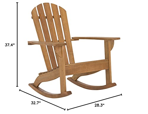 Safavieh PAT7042A Outdoor Collection Brizio Teak Rocking Adirondack Chair, Natural