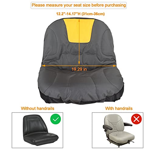 Riding Lawn Mower Seat Covers, Universal Oxford Waterproof Tractor Seat Cover with Storage Bag Compatible with Husq-varna、Crafts-man、Cub Ca-det (Grey Medium )