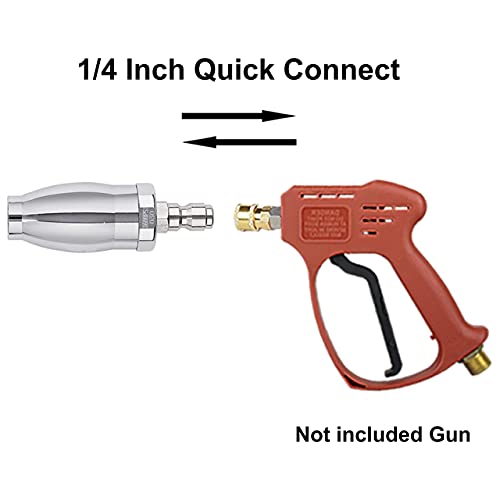 Raincovo Turbo Nozzle for Pressure Washer, Rotating Nozzle for Hot and Cold Water, 1/4 Inch Quick Connect, Orifice 3.0, 3600 PSI