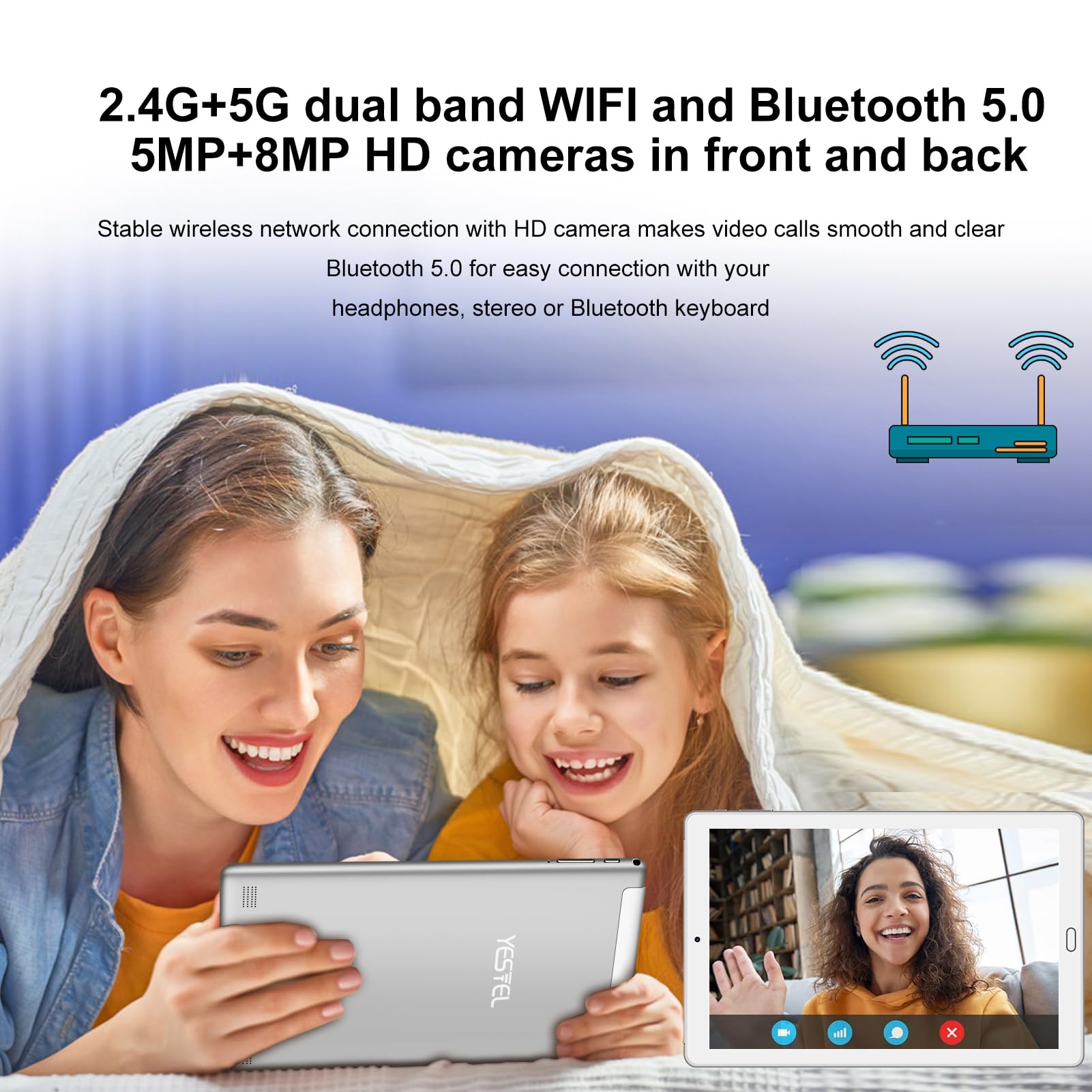 YESTEL 2024 Newest Tablet Android 13 Tablet 10.1 inch with Octa-Core Processor,10GB RAM+64GB ROM (Expand to 1TB),Dual 5MP+8MP Camera,WiFi, Bluetooth, GPS,6000mAh Battery,with Case-Silver