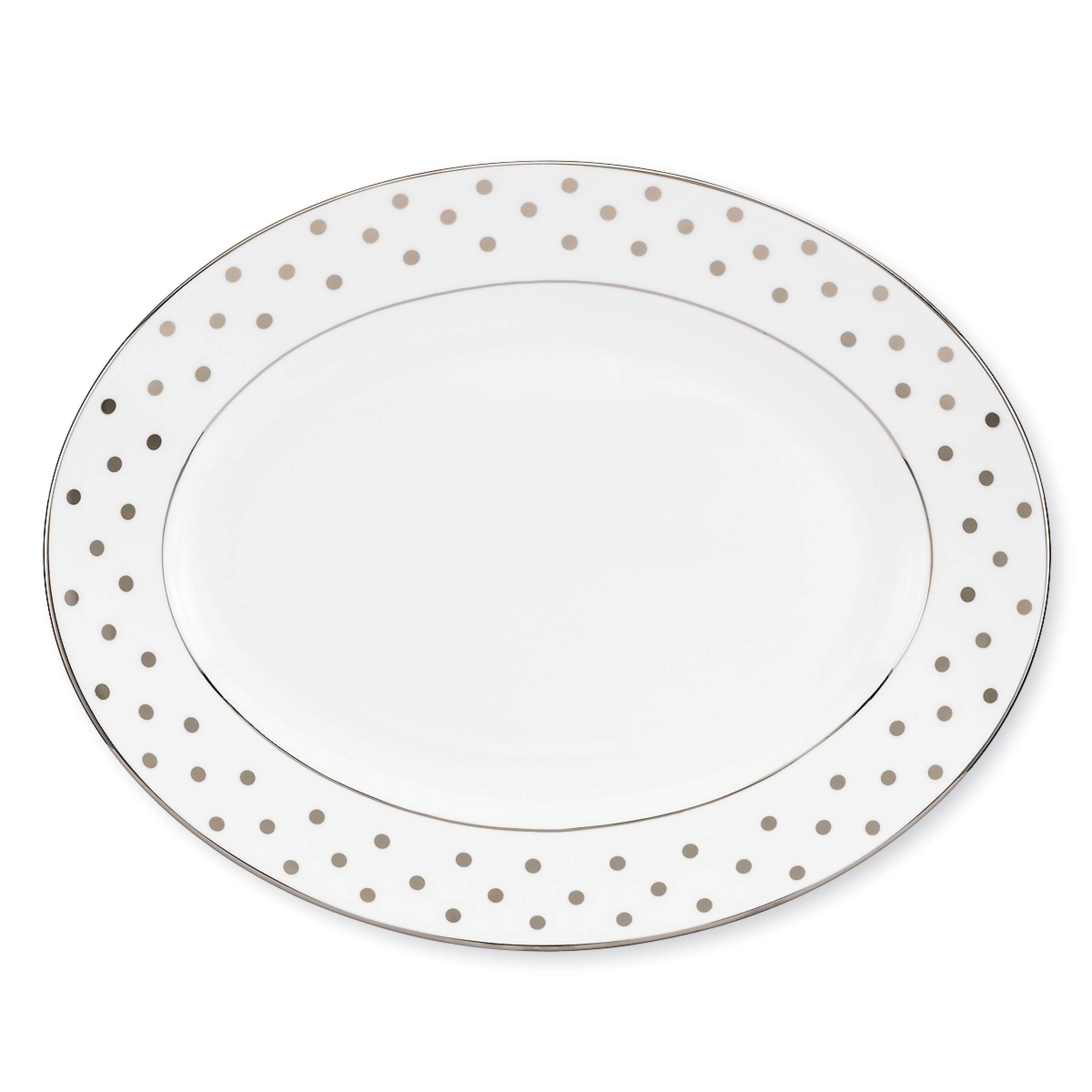 Kate Spade Larabee Road Platinum 13" Oval Platter, 3.25 LB, Metallic
