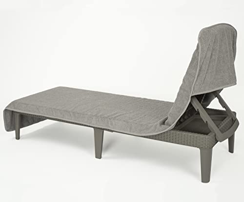 American Soft Linen Chaise Lounge Covers with Pocket, 100% Cotton Pool Chair Lounge Towel, 86"x30" Oversized Beach and Pool Lounge Chair Towel, Gray