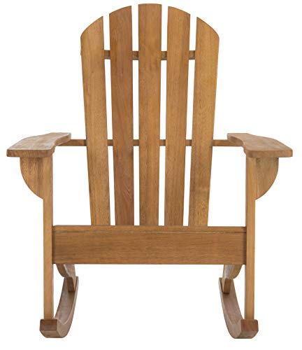 Safavieh PAT7042A Outdoor Collection Brizio Teak Rocking Adirondack Chair, Natural