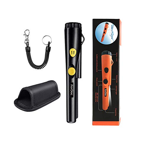 Pinpoint Metal Detector Pinpointer 360° Search Fully Waterproof Treasure Hunting Tool Accessories Belt Holster Lanyard and A 9V Battery for Adults and Kids(Three Mode) Black