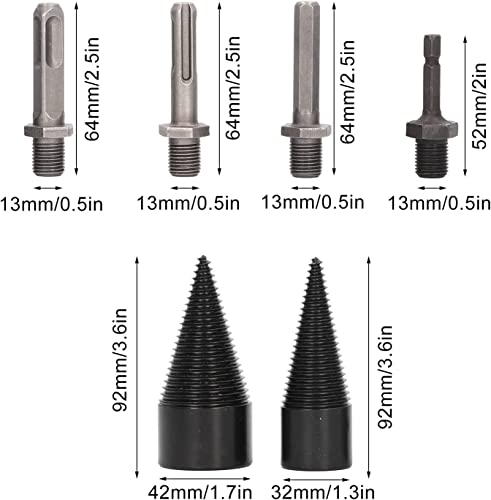 LightInTheBox 6pcs Firewood Log Splitter Drill Bit Removable Cones Wood Splitter Drill Bits Household Electric Split Cone Drill Woodworking 32-42mm for Hand Drill Stick