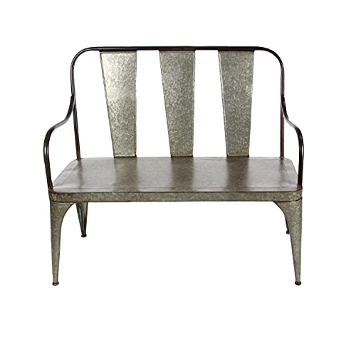 Deco 79 Farmhouse Metal Solid Outdoor Bench, 47" x 26" x 40", Silver
