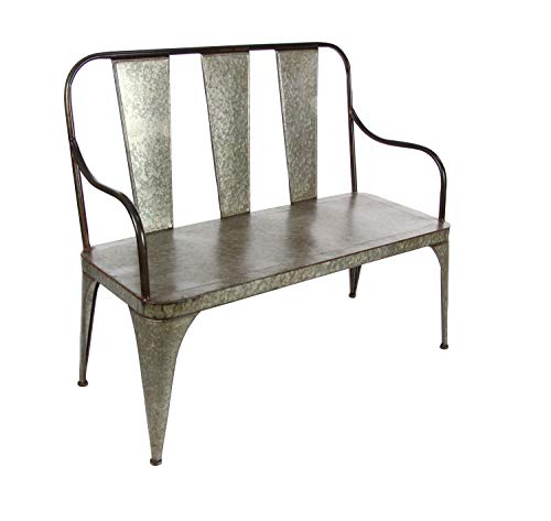 Deco 79 Farmhouse Metal Solid Outdoor Bench, 47" x 26" x 40", Silver