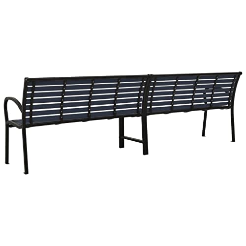YEZIYIYFOB Outdoor Twin Patio Bench 98.8" Steel and WPC Black for Backyard Balcony Park Lawn School Playground, College