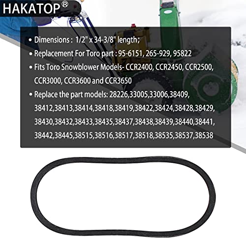 5 Rib x 33-7/8" J Aramid Snowblowers/Snowthrowers 95-6151 Drive Belt Fits Toro CCR-2400,CCR2450, CCR-2500 , CCR-3000 & CCR3650