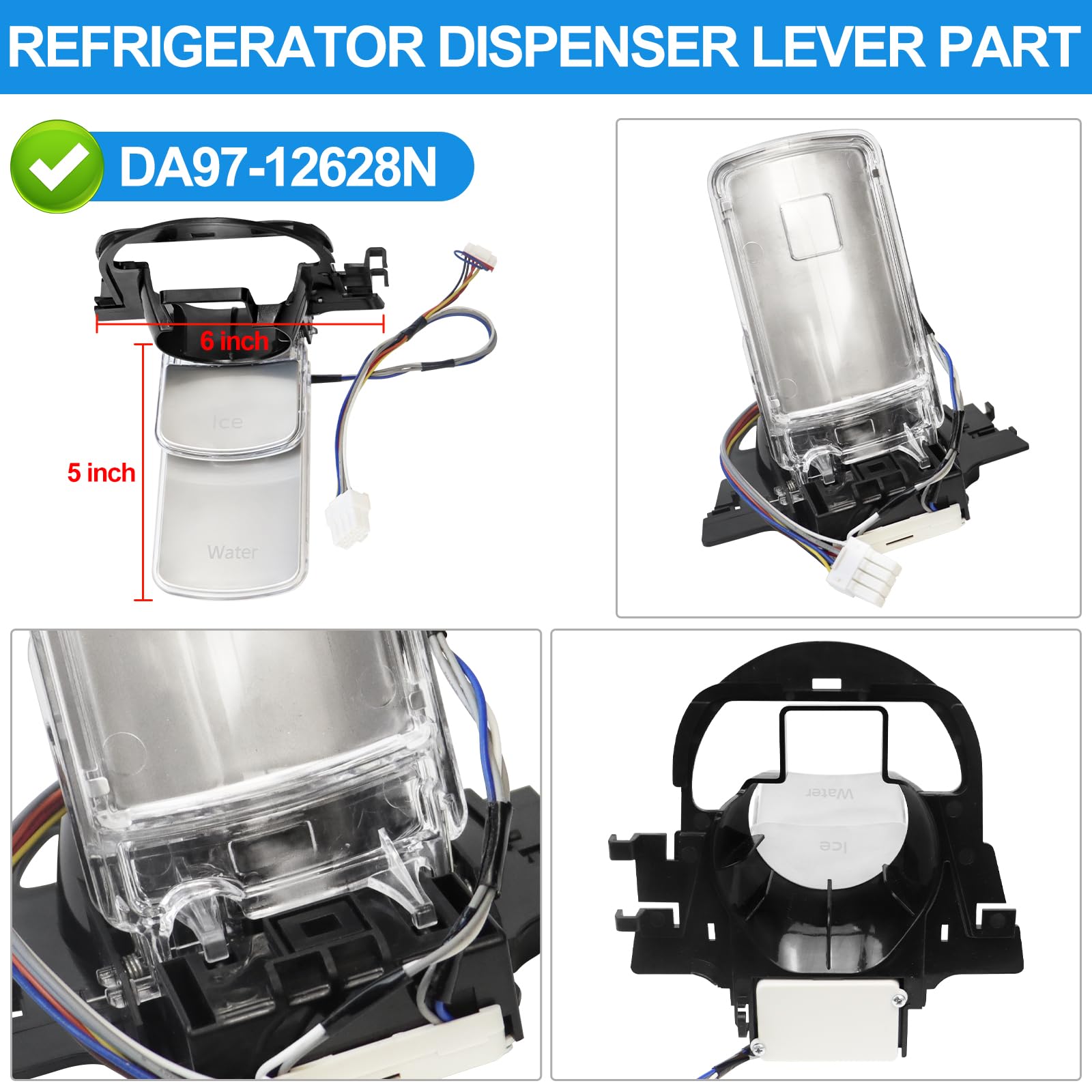 UPGRADED DA97-12628N Refrigerator Assembly Lever Dispenser Replacement, Compatible with Samsung Refrigerator Parts RF31FMEDBWW/AA-00 RF31FMEDBSR/AA-03 RF31FMEDBBC Dispenser Ice Chute Funnel Lever