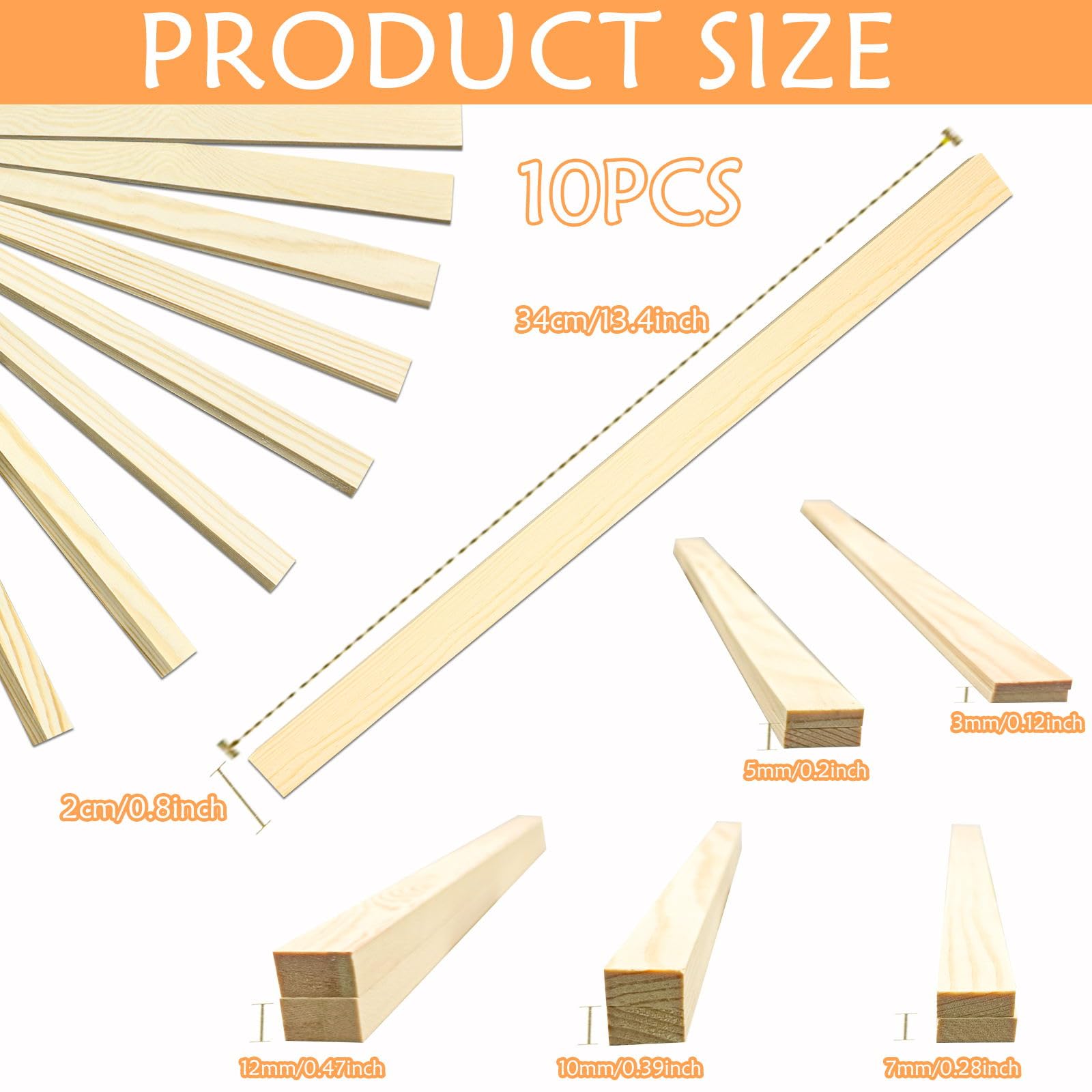 10Pcs Pottery Teaching Rolling Mud Stick Guide, Wooden Clay Rolling Pin for Clay Tools, Pottery Tools with Clay Slab Roller & Clay Guides Sticks, Ceramic Tools for Pottery Fixing Clay Thicknesses