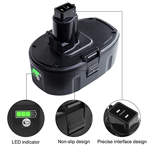 DTK 2Pack 6.5Ah Lithium-Ion Battery Replacement for Dewalt 18V XRP Ni-Cad DC9096 DC9098 DC9099 DE9039 DE9095 DE9096 DE9098 DW9095 DW9096 DW9098 DE9503
