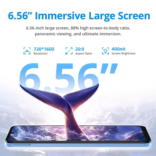OUKITEL C35 Cellphone Unlocked,12GB RAM+256GB ROM,6.56" HD Screen Smartphone with 5150mAh Battery,50MP+8MP Camera,4G Dual SIM Android 13 Phone (Blue)