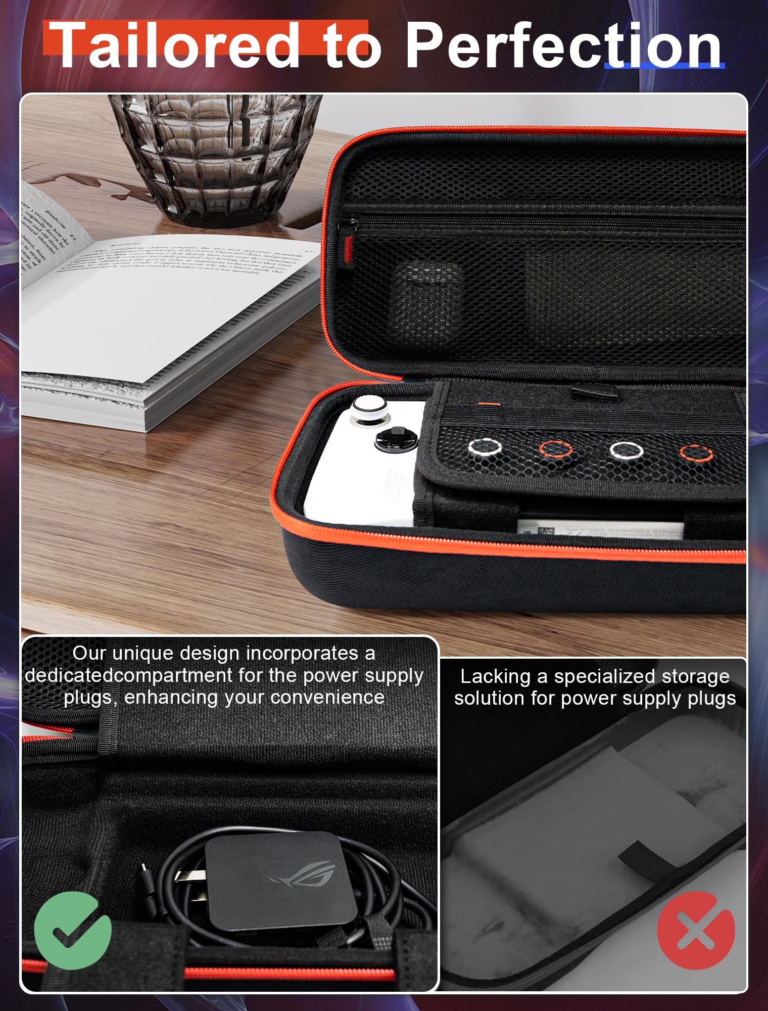 Lersyco Carrying Case for Rog Ally, Rog Ally handheld Case with Hard Shell, Black Rog Ally Carry Bag for Buttons/Joysticks Protection, Protective Travel Case
