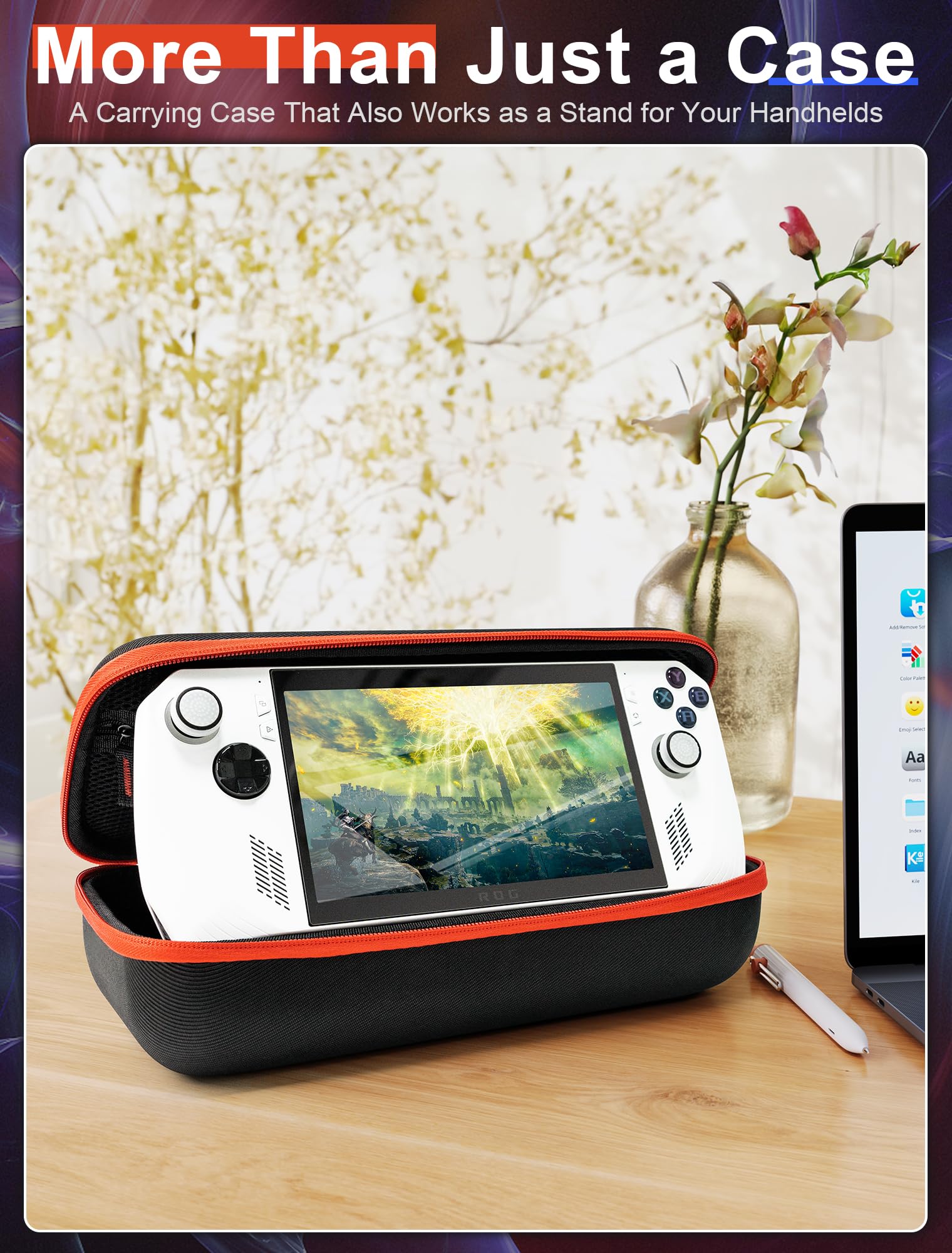 Lersyco Carrying Case for Rog Ally, Rog Ally handheld Case with Hard Shell, Black Rog Ally Carry Bag for Buttons/Joysticks Protection, Protective Travel Case