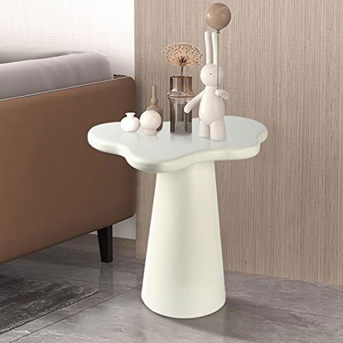 GRFIT Side Table End Table Small Drinking Table, Cloud Shaped End Table,Nightstand,Side Table Coffee Table for Small Place,for Office, Living Room Balcony and Bedroom, White Tea Table Coffee Table