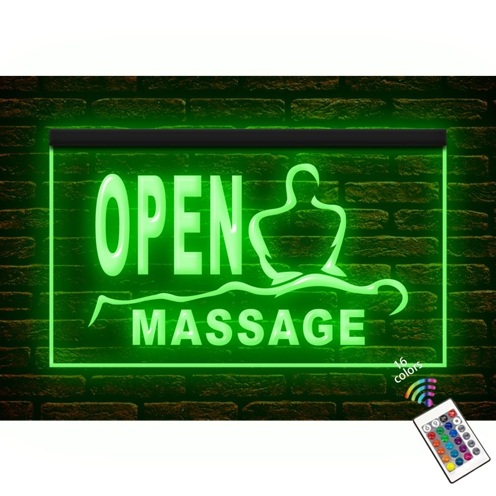 160024 Open Massage Body Foot Shop Salon Center Display LED Light Neon Sign (12" X 8", 16 Colors By Remote)