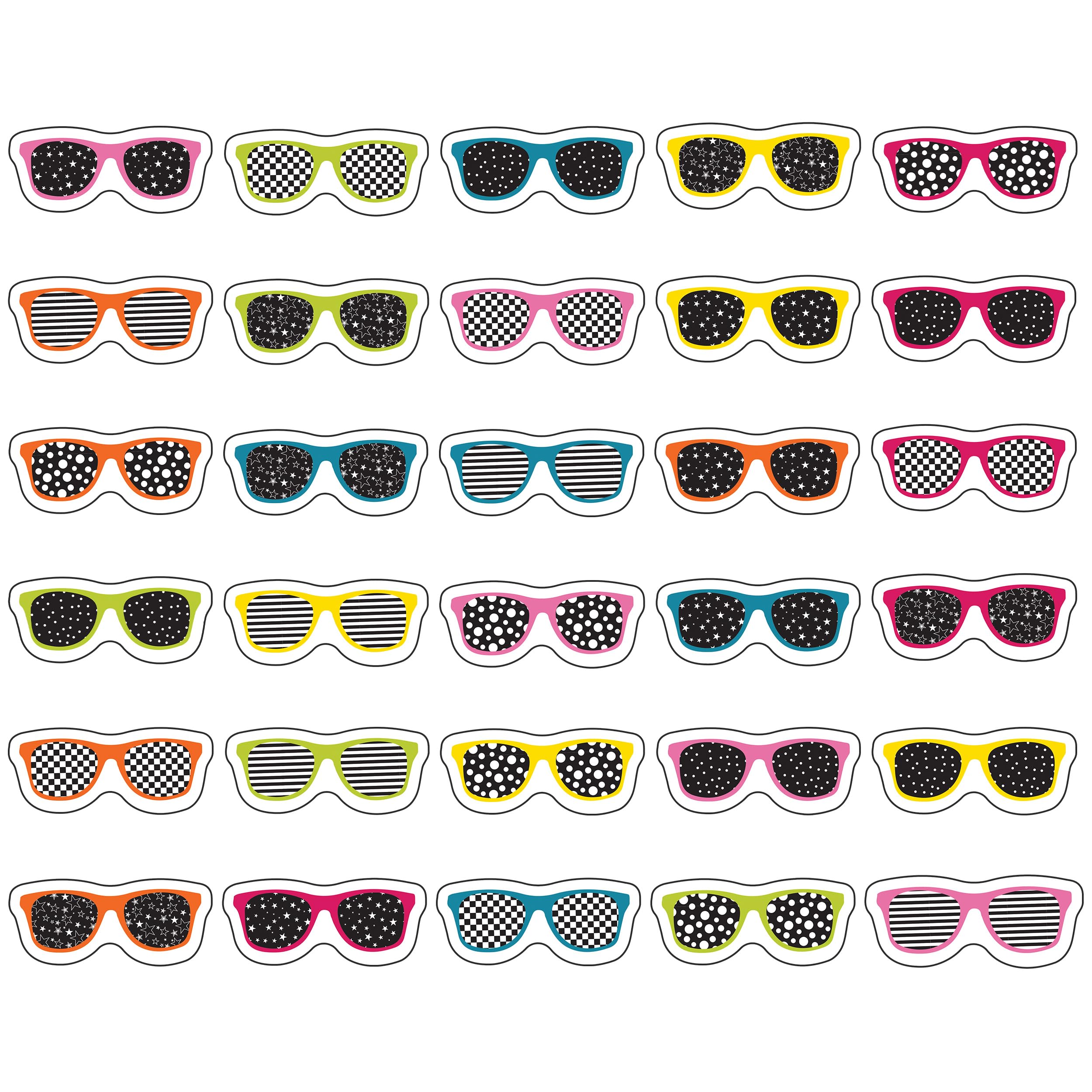 Carson Dellosa – School Pop Sunglasses Mini Colorful Cut-Outs, Classroom Décor, 33 Pieces