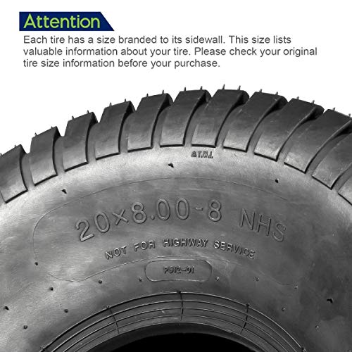 MaxAuto Lawn Mower Turf Tires 15x6-6 Front & 20x8-8 Rear 4PR(2 Front Tires+2 Rear Tires)