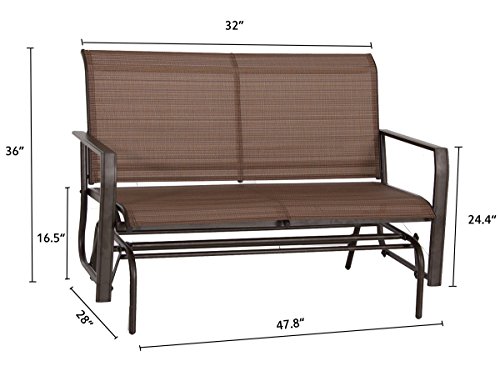 Kozyard Cozy Two Rocking Love Seats Glider Swing Bench/Rocker for Patio, Yard with Textilence Seats and Sturdy Frame (Tan)