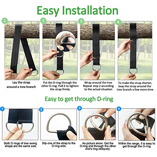 Werfeito Extra Long Tree Swing Straps, 3FT/10FT/20FT/30FT Tree Swing Hanging Straps Kit Holds 5000 lbs with Tree Protector, Heavy Duty Carabiner and Swivel Perfect for Swings & Hammocks (20 FT)