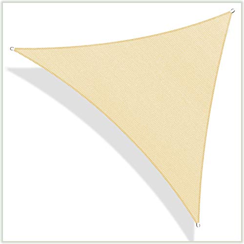 ColourTree 20' x 20' x 20' Beige Sun Shade Sail Triangle Canopy β UV Resistant Heavy Duty Commercial Grade Outdoor Patio Carport (Custom Size Available)