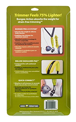 Good Vibrations Zero Gravity - Universal Weight Absorbing String Trimmer Strap with Bungee PRO-X System & Deluxe Comfort Shoulder Pad - Reliefs Body Tensions & Stabilizes Trimmer for Maximum Control