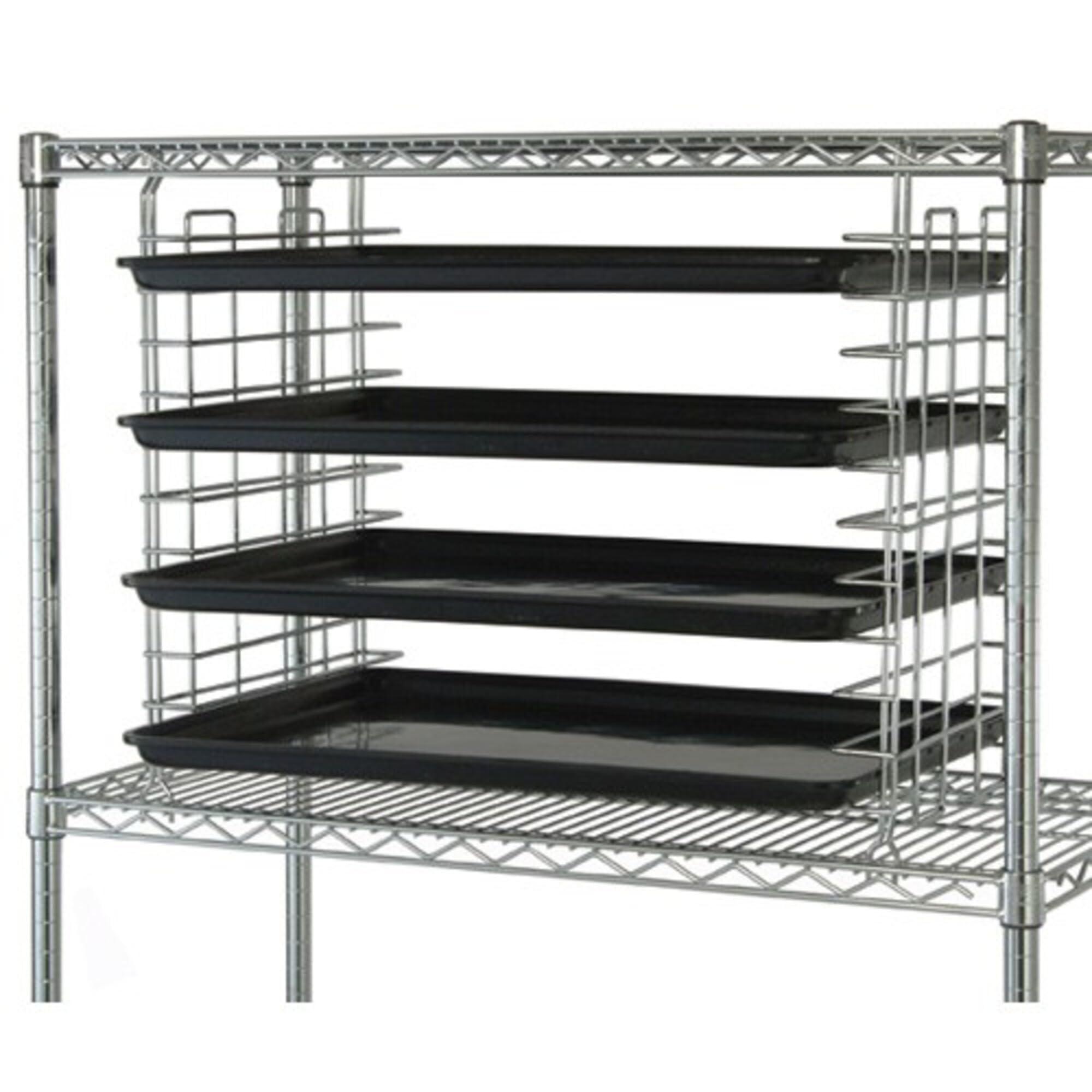 Quantum Storage Systems TS18C 18" Deep Tray Slide Set for Wire Shelving Units, Chrome Finish, 12" Height x 27" Width x 18" Depth
